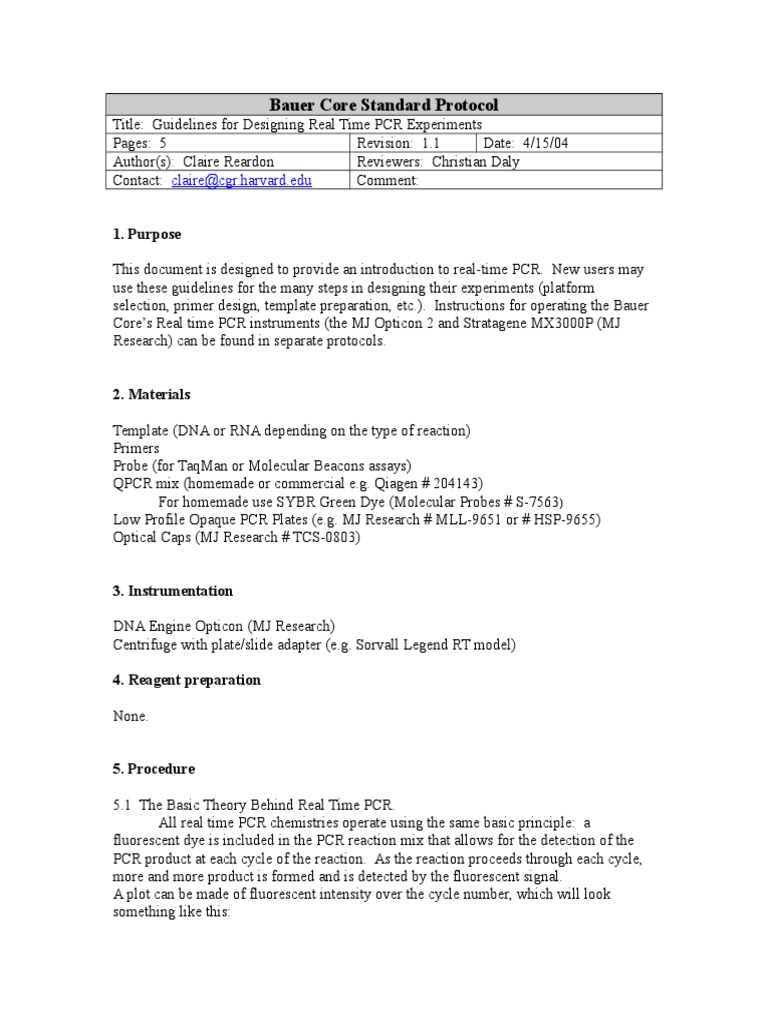 Bauer Core Real Time Guidelines | PDF | Real Time Polymerase Chain ...