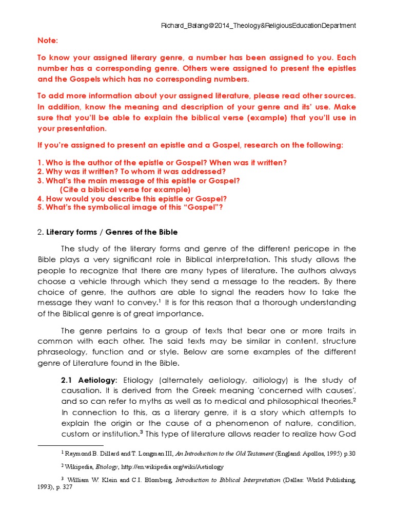 Understanding Biblical Genres: An Overview of Literary Forms Found in ...