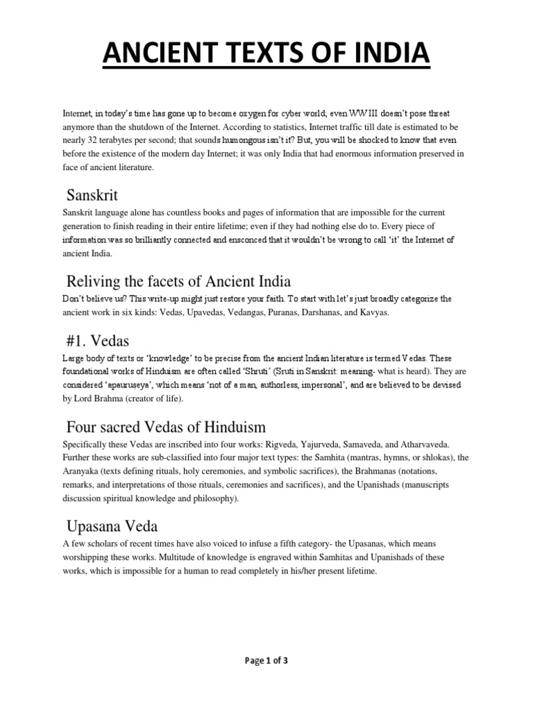 Ancient Texts India | PDF | Vedas | Puranas