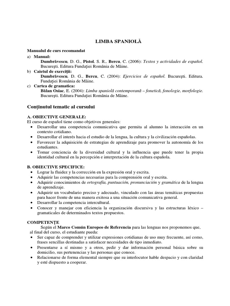 Limba Spaniola 2 | PDF