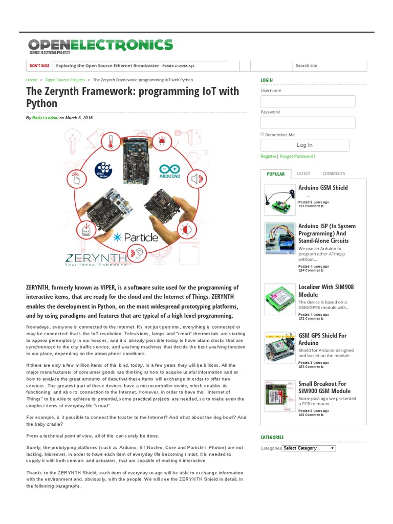 The Zerynth Framework - Programming IoT With Python - Open Electronics | PDF | Internet Of ...