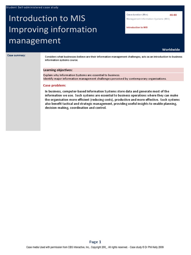 Case Study MIS | PDF | Information System | System