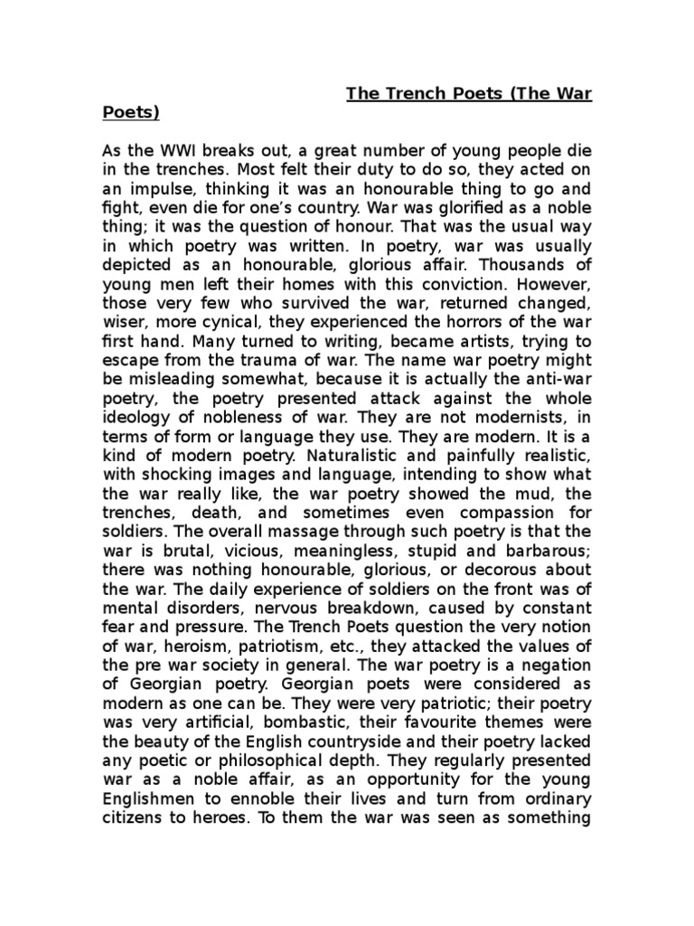 The Trench Poets | PDF | Poetry | Unrest