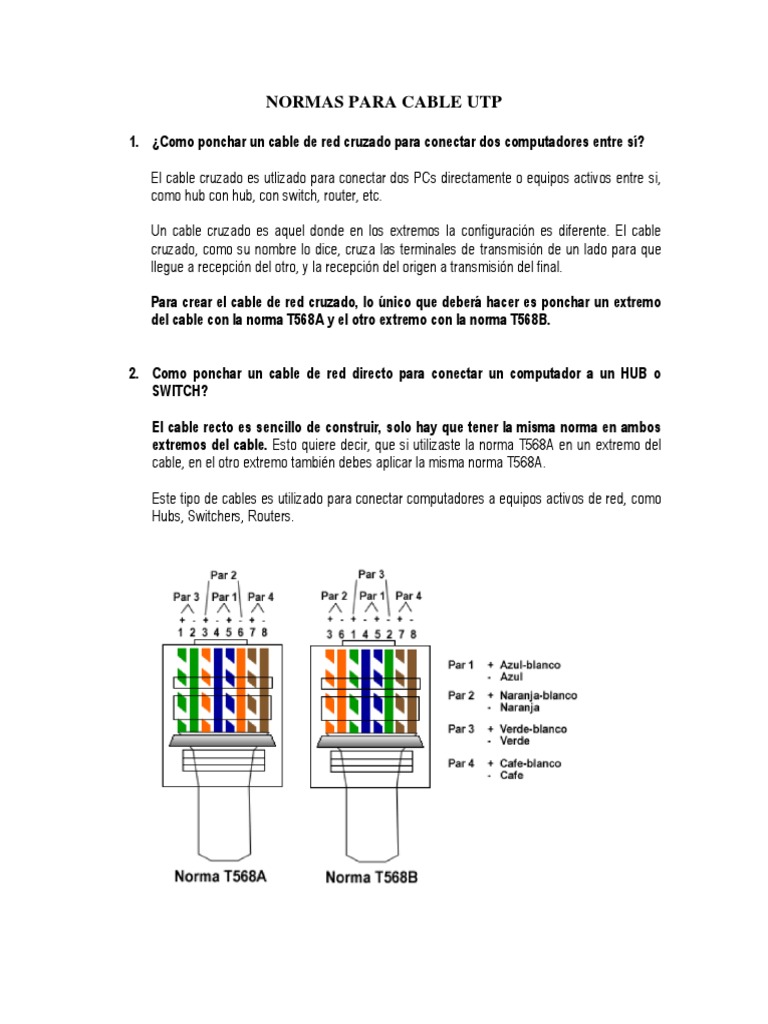 Normas para Cable UTP y Conexiones | PDF | Ciencia y matemáticas
