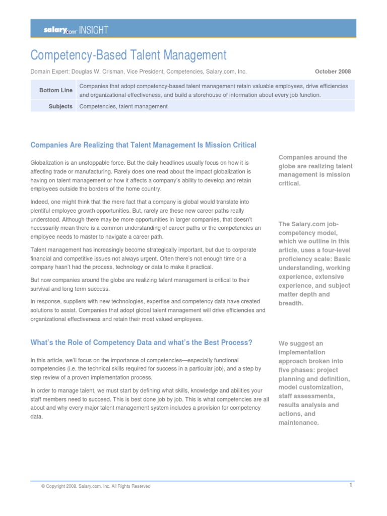 Competency Based TM | PDF | Competence (Human Resources) | Talent ...