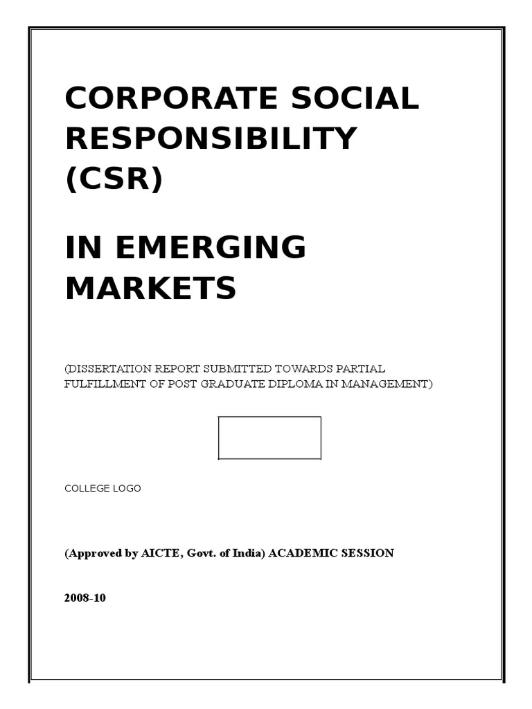 Corporate Social Responsibility (CSR) : in Emerging Markets | PDF ...