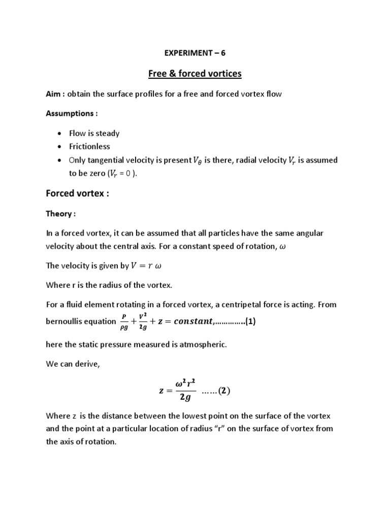 Free & Forced Vortex Flow Analysis | PDF | Vortices | Rotation Around A Fixed Axis