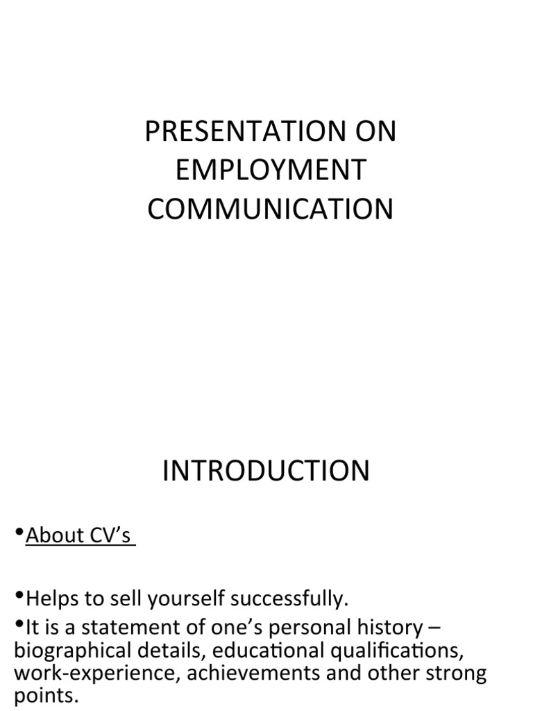 Presentation On Employment Communication | PDF | Computer Network ...
