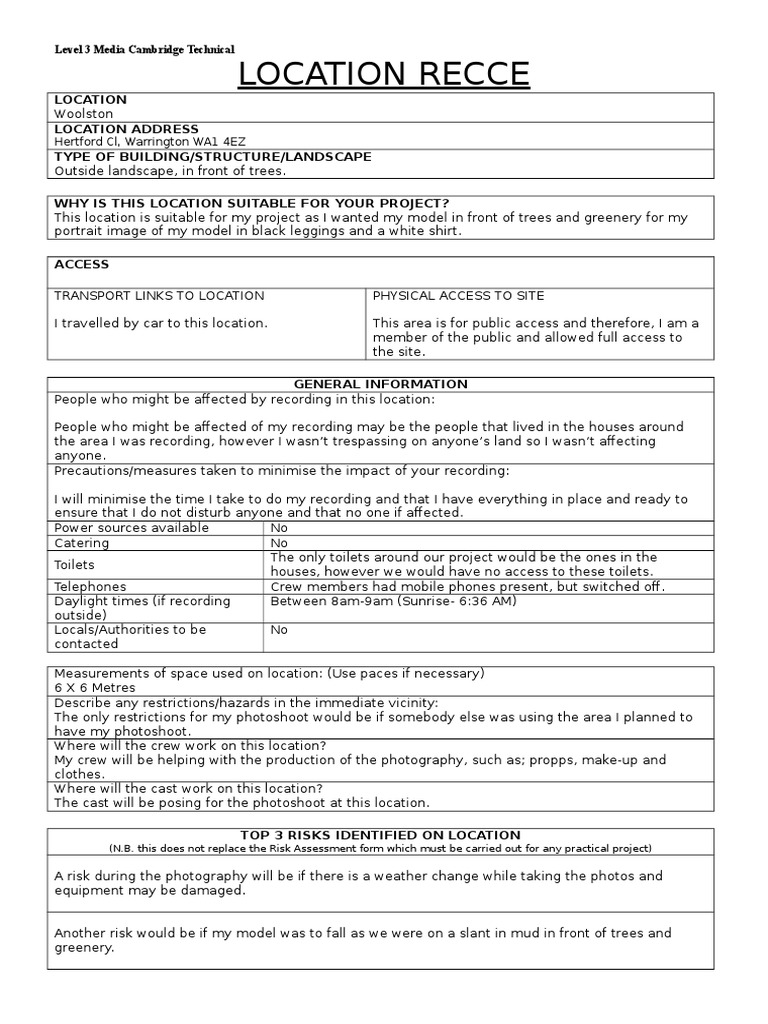 Location Recce Trees | PDF | Business