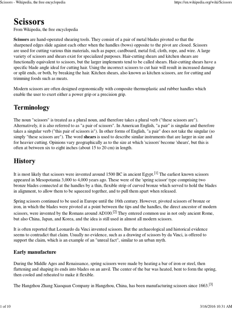 Scissors Basic - Wiki | PDF | Scissors | Cutting Tools