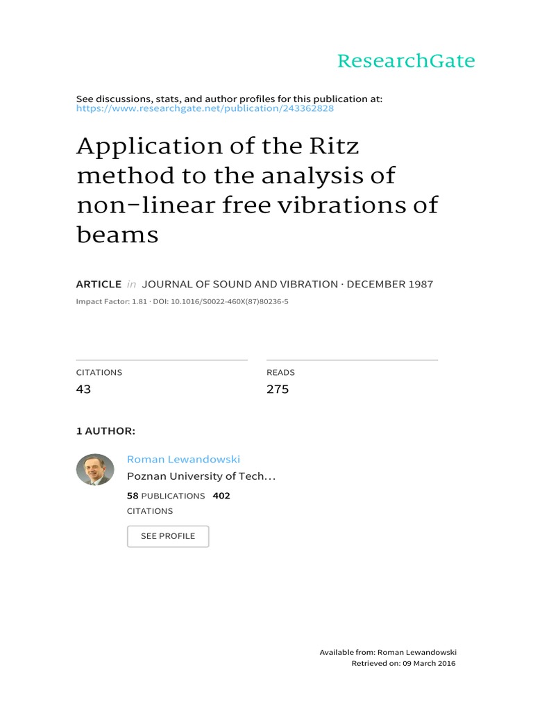 Application of The Ritz Method To The Analysis of Non-Linear Free ...