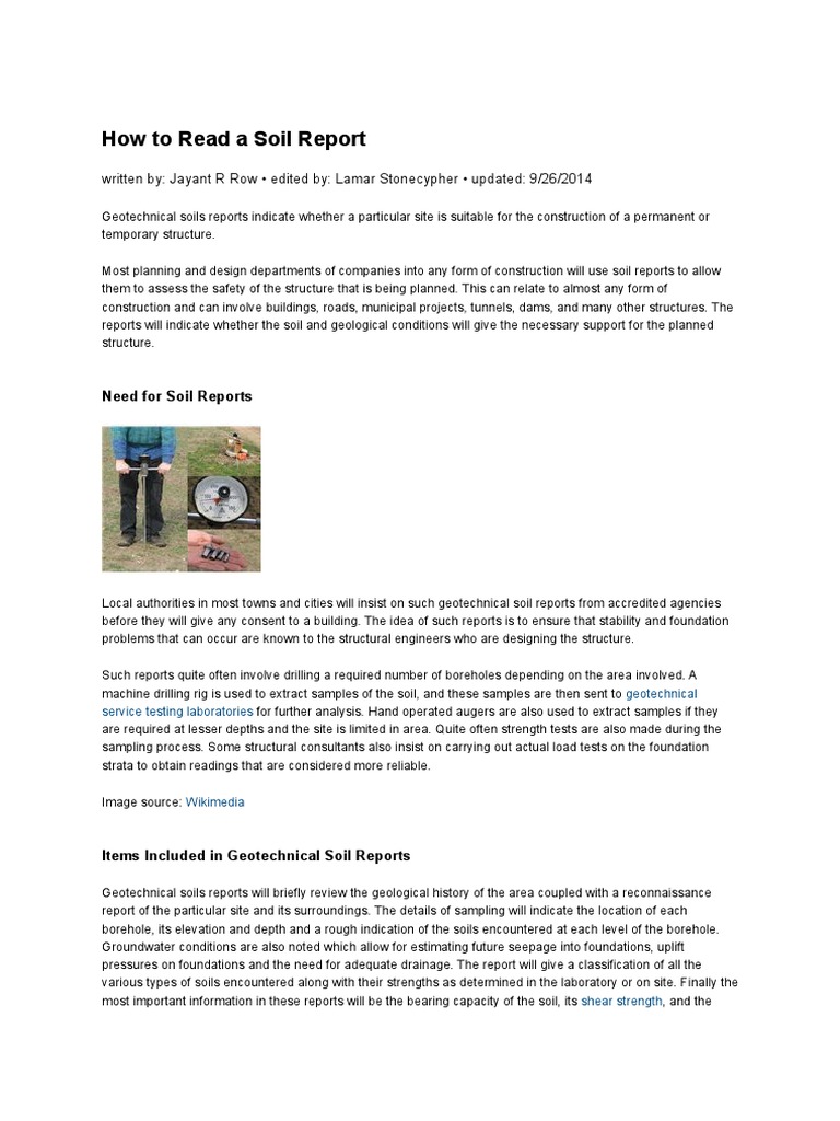 How To Read A Soil Report | PDF | Geotechnical Engineering | Deep ...
