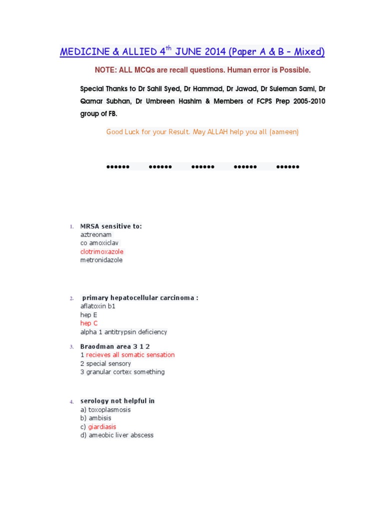 Medicine MCQs | PDF | Lymphatic System | Heart