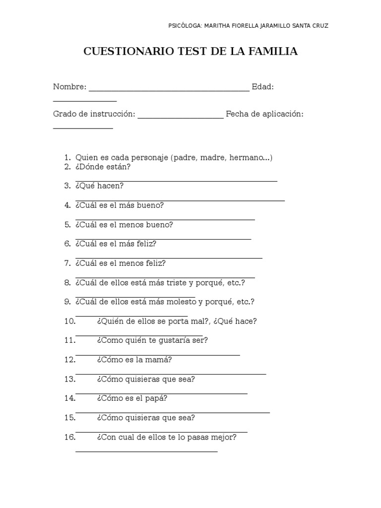 Cuestionario Test de La Familia