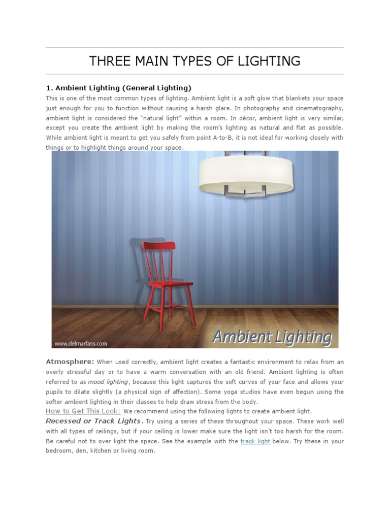 Types of Lighting | PDF | Lighting | Bathroom