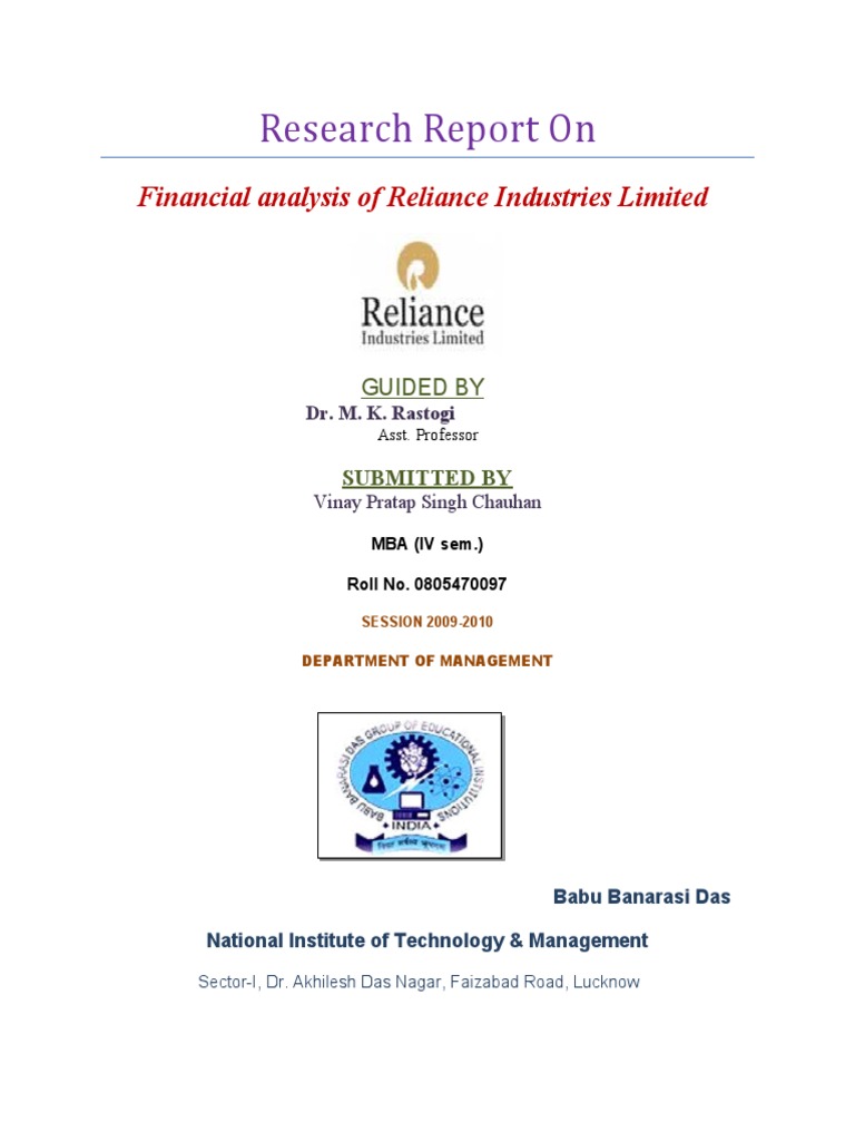 Financial Analysis of Reliance Industries | PDF | Equity (Finance ...