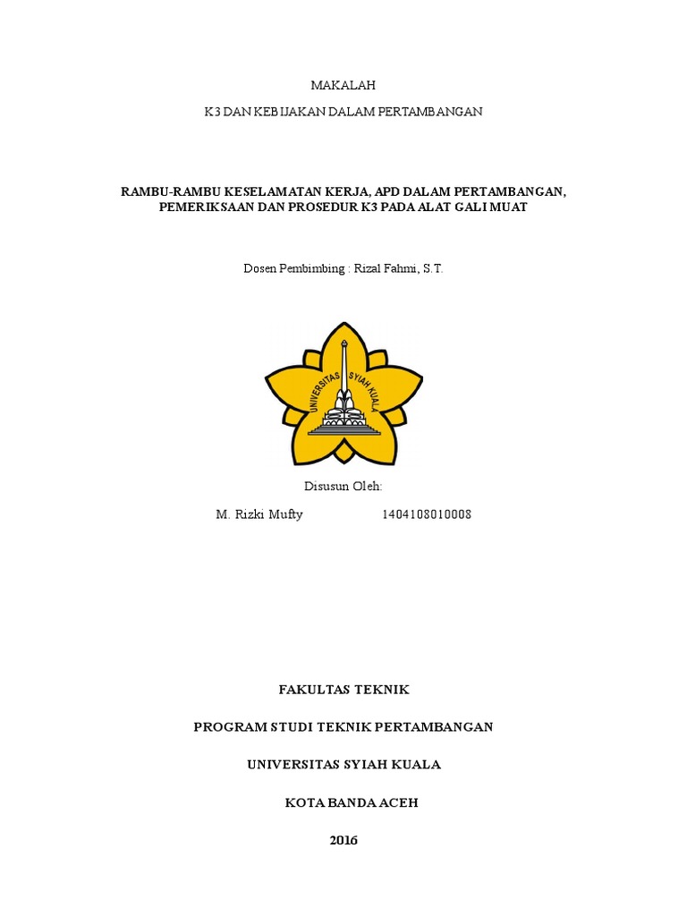 Rambu-Rambu Keselamatan Kerja, APD Pada Pertambangan, SOP Pada Alat ...