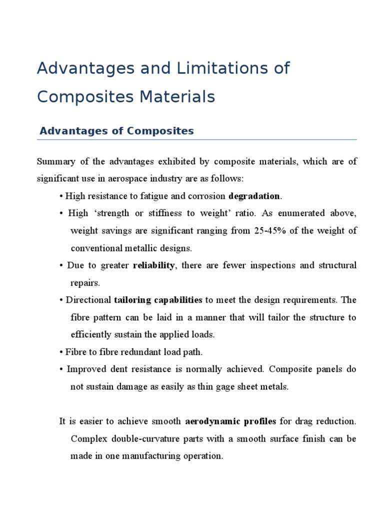 Advantages and Limitations of Composites Materials | PDF | Composite ...