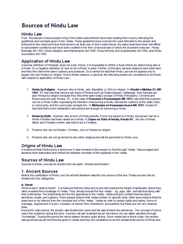 Bdc4fSources of Hindu Law | PDF | Vedas | Precedent