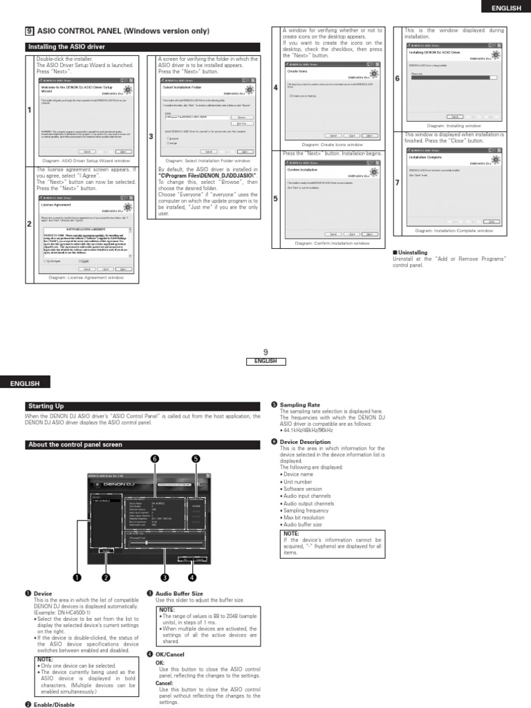 Asio Control Panel Operation Manual | PDF | Installation (Computer Programs) | Electronics