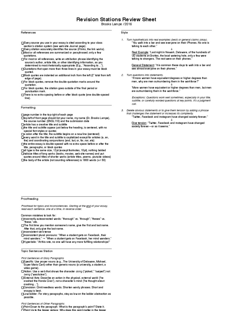 Essay Revision and Formatting Guide | PDF | Citation | Ellipsis