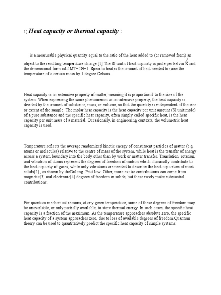 Heat Capacity at Constant Volume | PDF | Heat Capacity | Heat