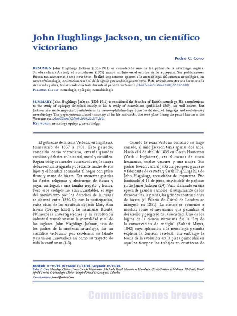 John Hughlings Jackson, Un Científico | PDF | Medicina | Neurología