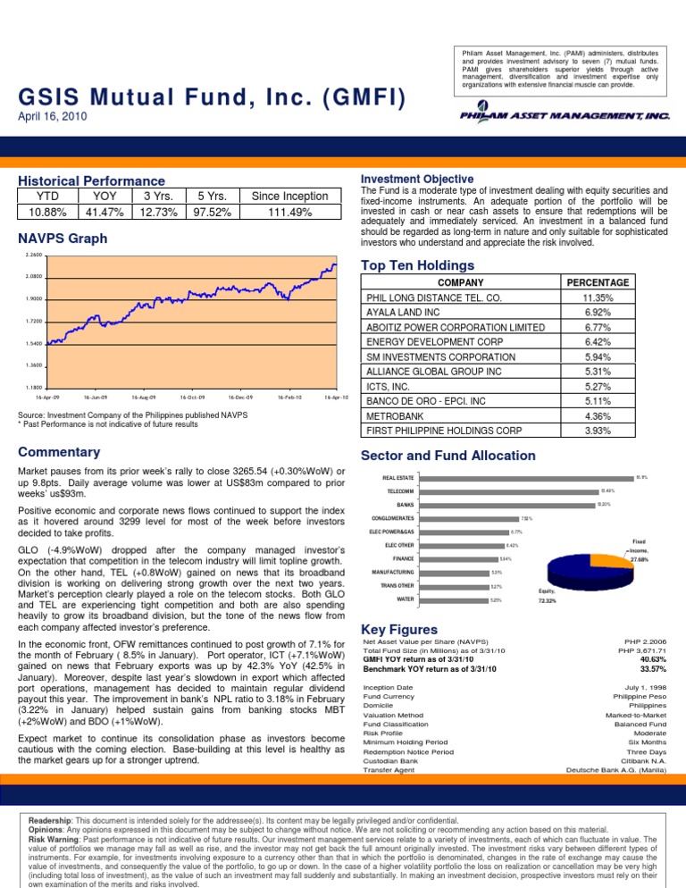 GSIS Mutual Fund, Inc. (GMFI) : Historical Performance | PDF ...
