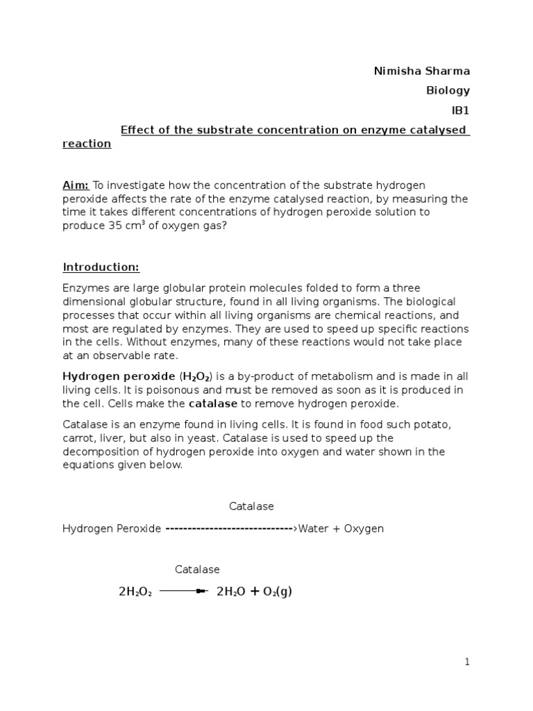 Biology Catalase Experiment Design | PDF | Catalase | Substrate (Chemistry)