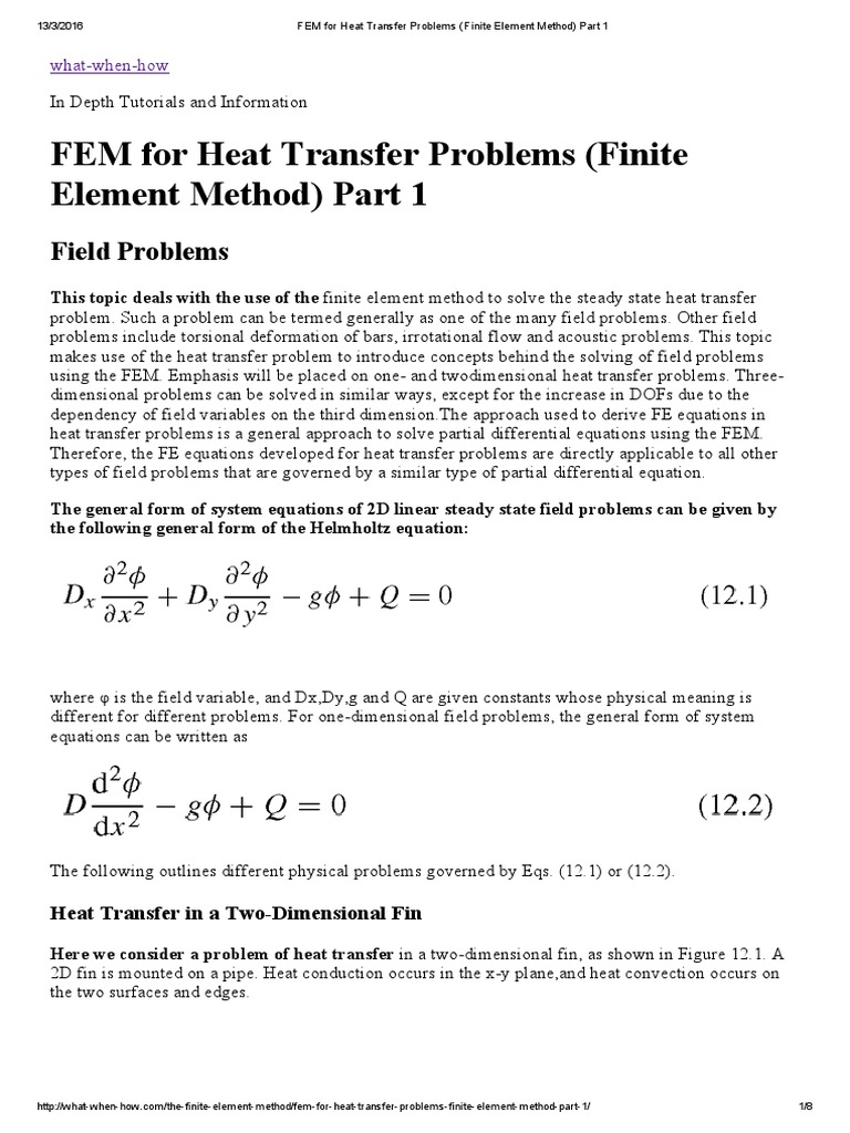 FEM For Heat Transfer Problems (Finite Element Method) Part 1 | PDF ...