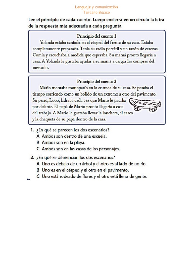 Comprension Lectora - Tercero Basico | PDF