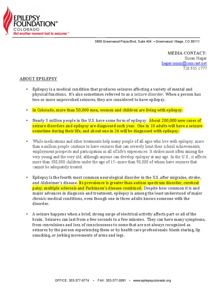 Epilepsy Fact Sheet | PDF | Epilepsy | Psychiatry