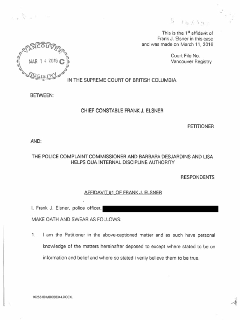 Affidavit of Victoria Police Chief Frank Elsner | PDF