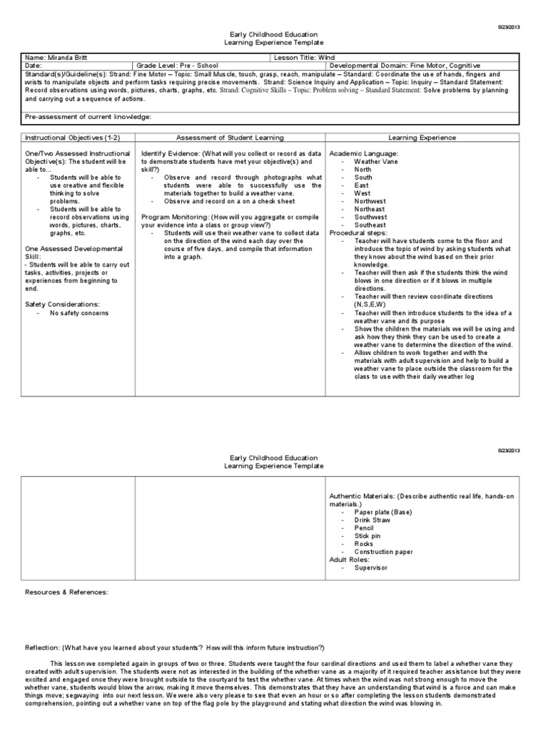 Wind Lesson Plan | PDF | Teachers | Lesson Plan