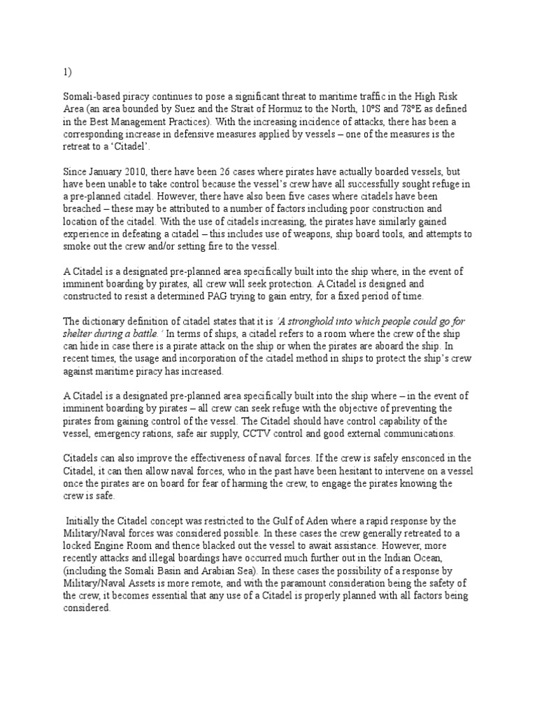 Citadel Anti Piracy Method | PDF | Piracy | Piracy Off The Coast Of Somalia