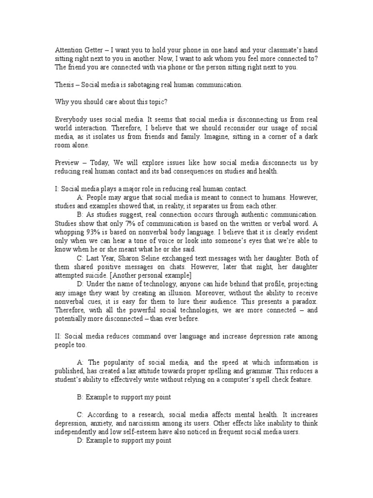 Persuasive Speech Sample Digital Social Media Social Media