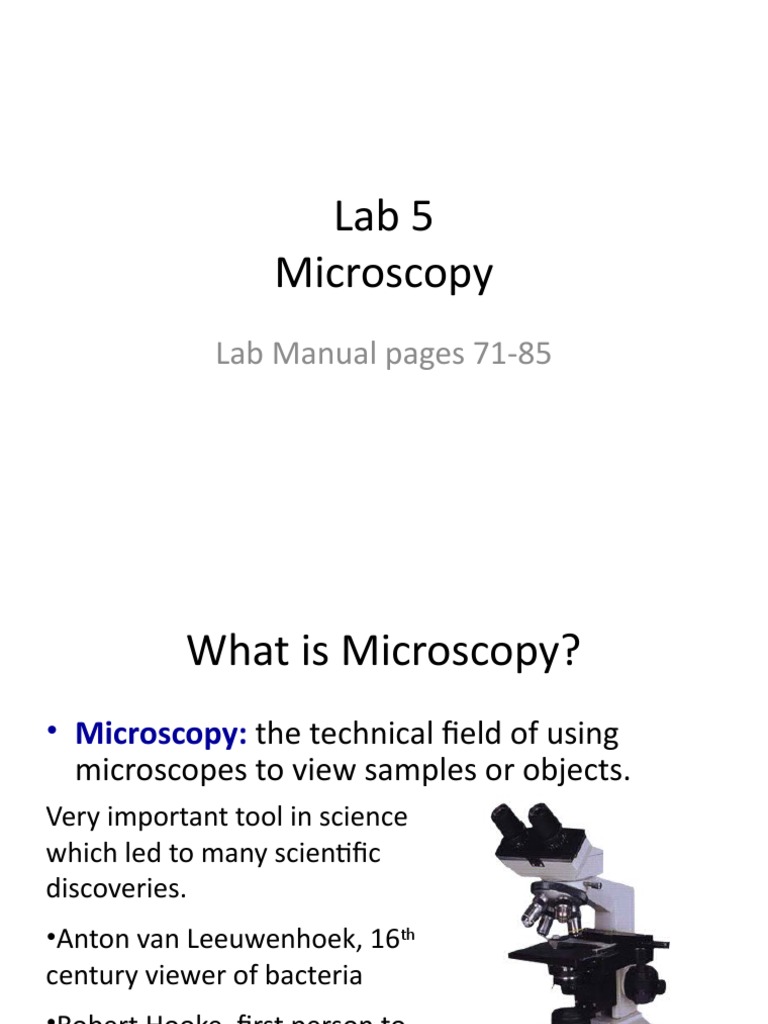 Microscopy Lab Guide & Procedures | PDF | Microscope | Laboratories