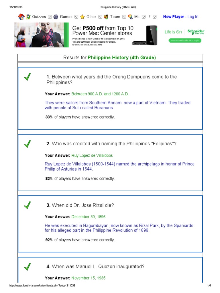 Philippine History (4th Grade) | PDF | Philippines | Corregidor