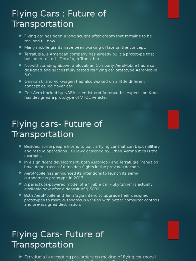 A Flying Cars Presentation | PDF | Takeoff | Car