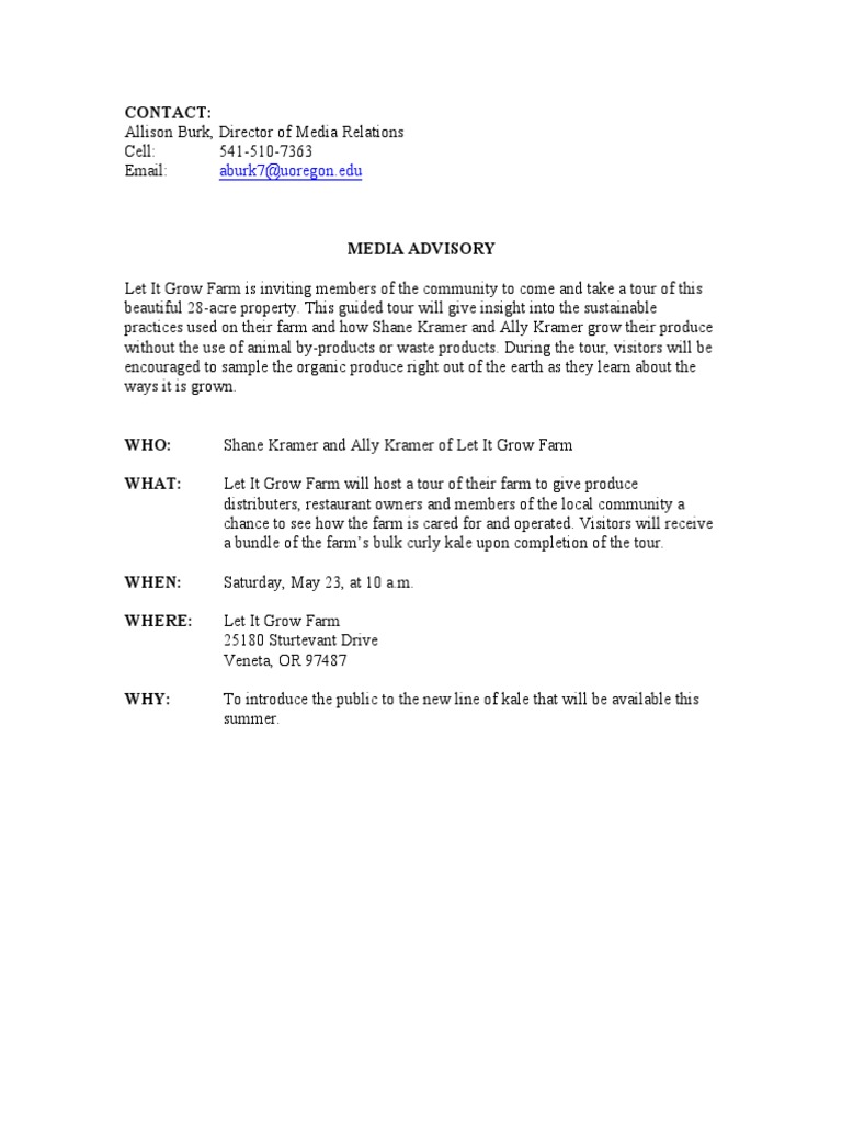 Media Advisory | PDF | Technology & Engineering