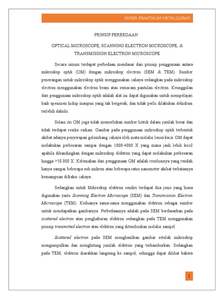 Perbandingan SEM dan TEM dalam Mikroskopi | PDF | Metode & Bahan Ajar ...