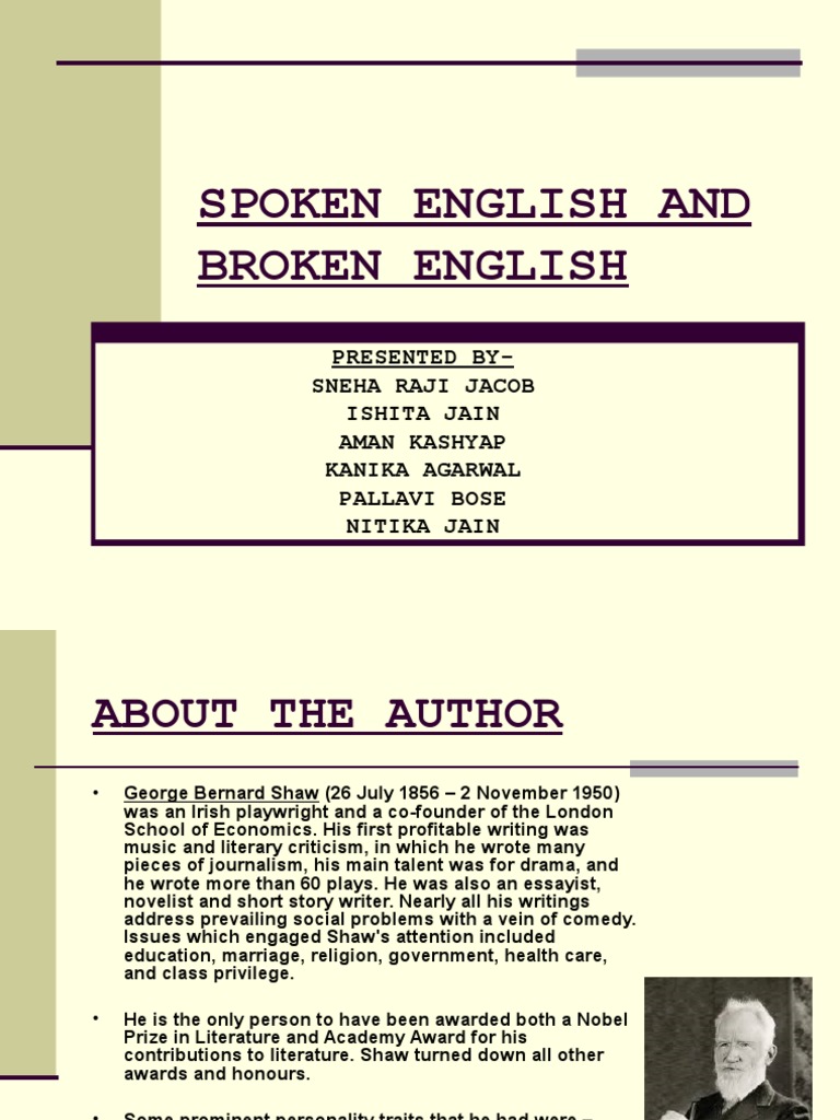 Broken English and Spoken English | PDF | George Bernard Shaw | English ...