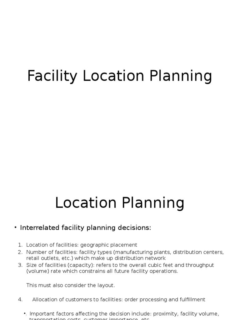 Facility Location Planning | PDF