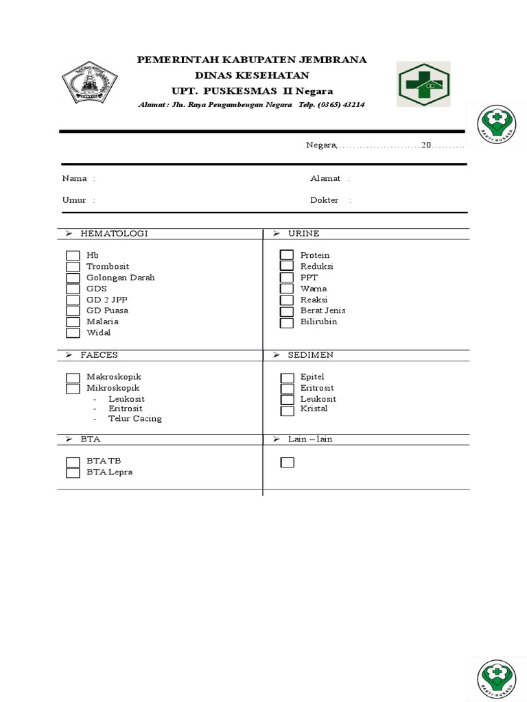 Blangko Lab Dan Puskesmas | PDF