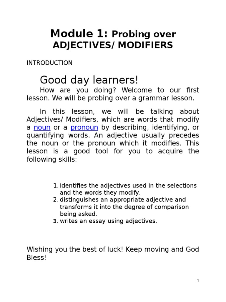 Module in English 7 | PDF | Adjective | Noun