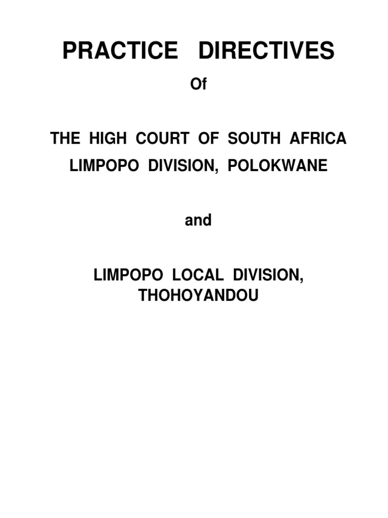 Limpopo High Court Practice Directives | PDF | Lawsuit | Judgment (Law)