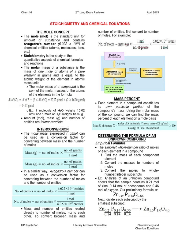 Stoichiometry and Mole Concept Review | PDF | Mole (Unit) | Stoichiometry