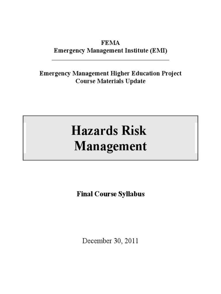 Hazards Risk Management Course Syllabus | PDF | Risk Management ...