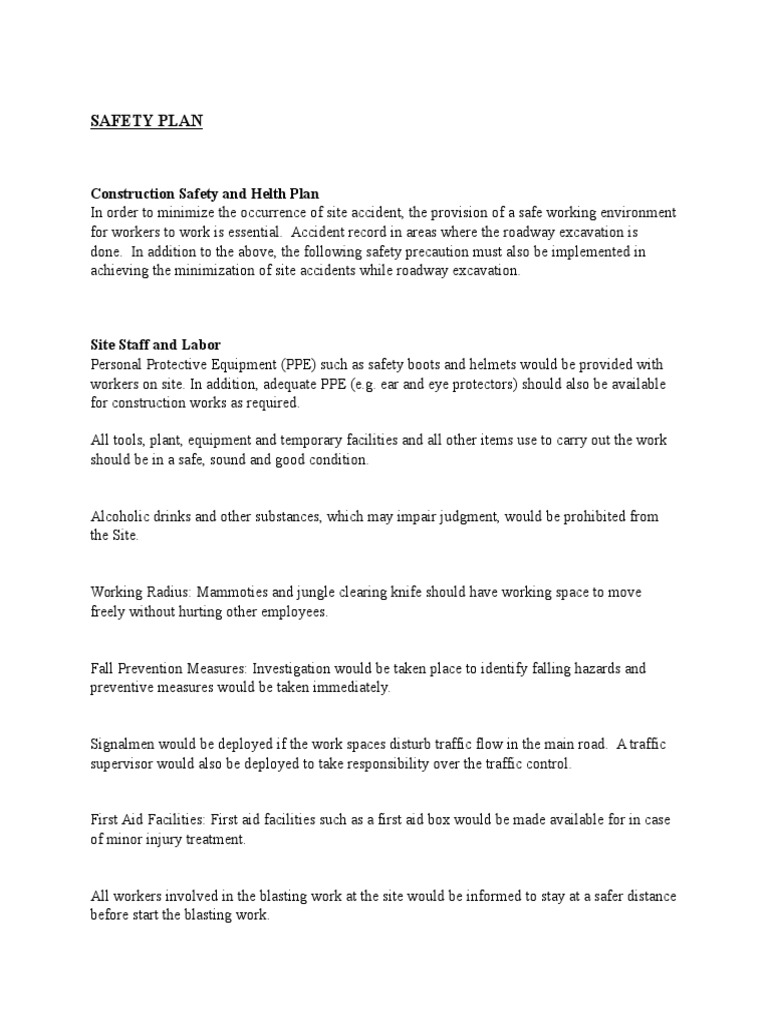Roadway Excavation Safety Plan | PDF