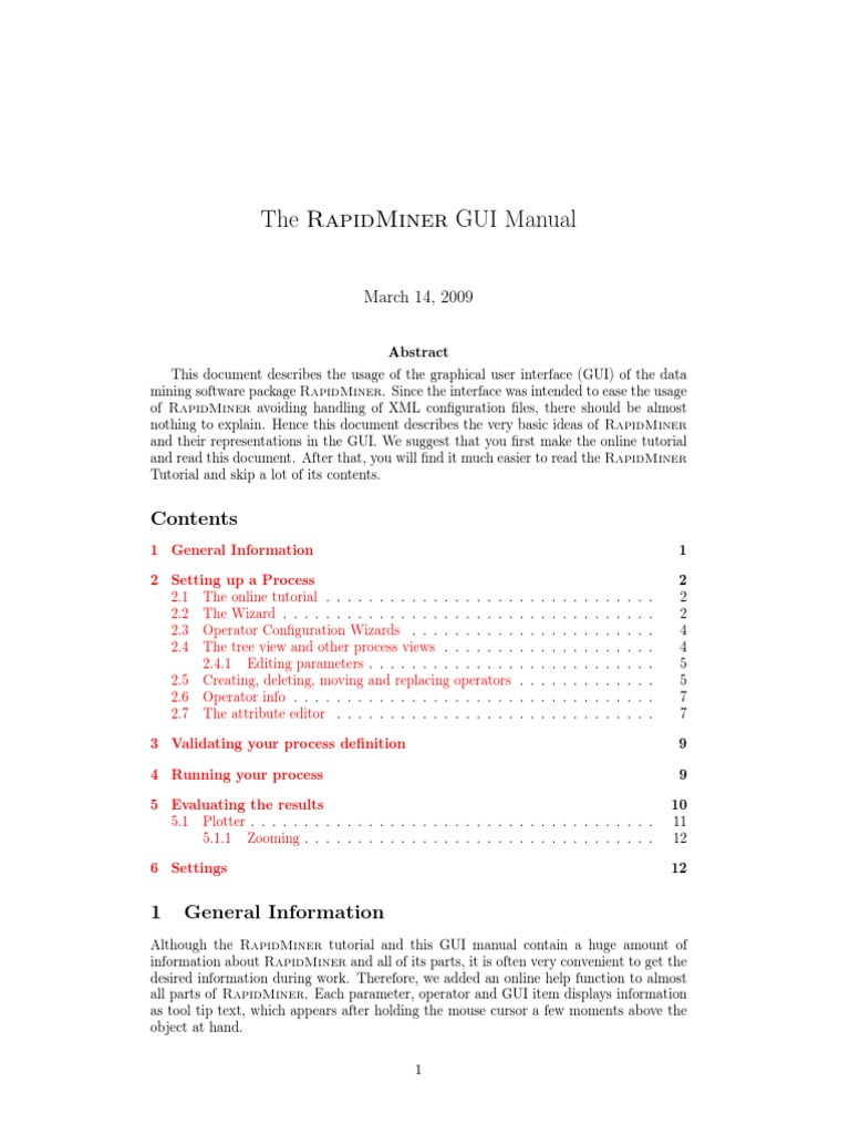 RapidMiner GUI User Guide | PDF | Cross Validation (Statistics ...